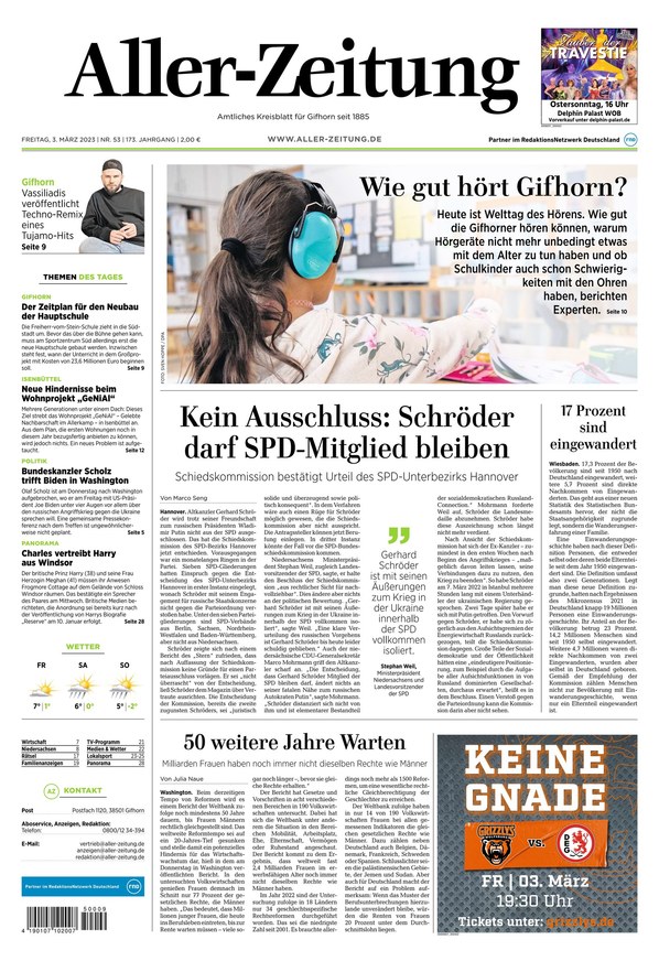 Aller-Zeitung vom 03.03.2023 – als ePaper im iKiosk lesen
