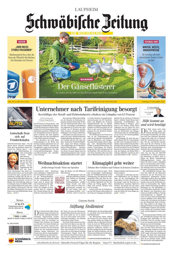 Schwäbische Zeitung Laupheim vom 19.11.2022 – als ePaper im iKiosk lesen